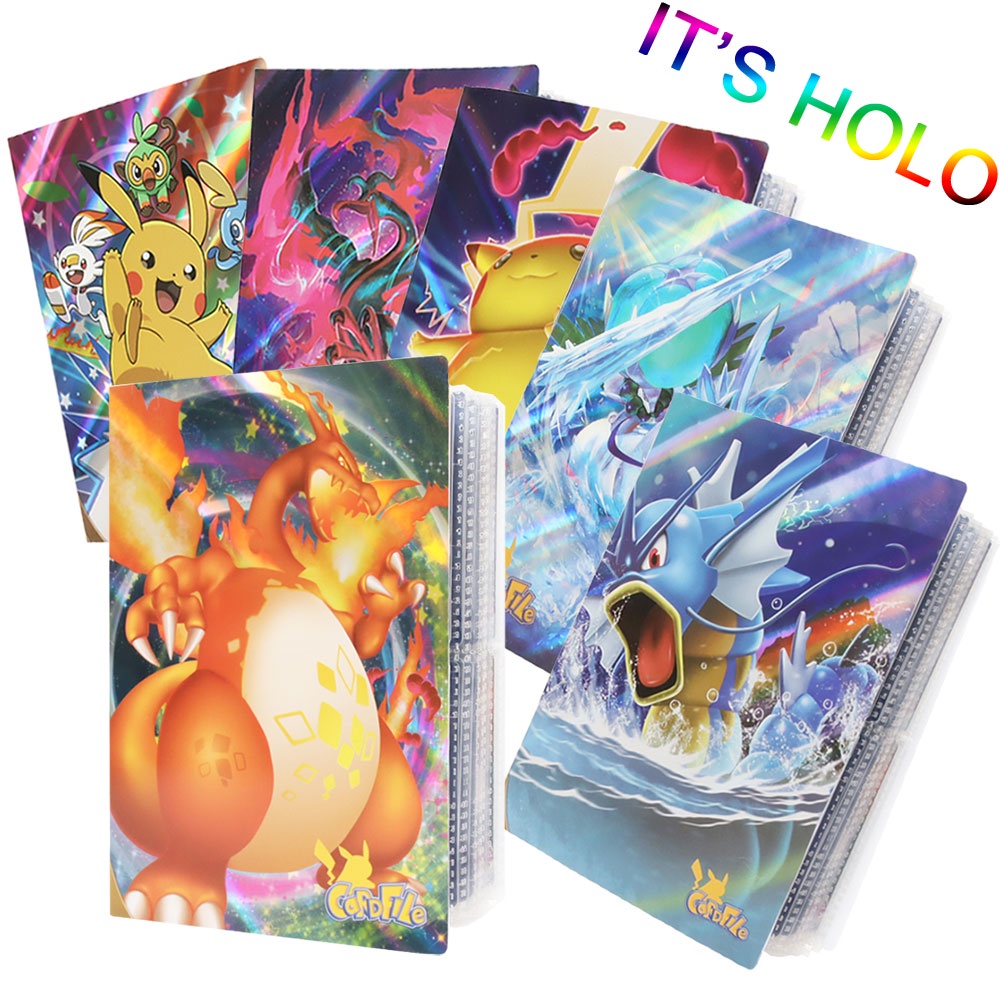 New 3D holographic Pokemon cards album Book cartoon Anime game sleeve ...