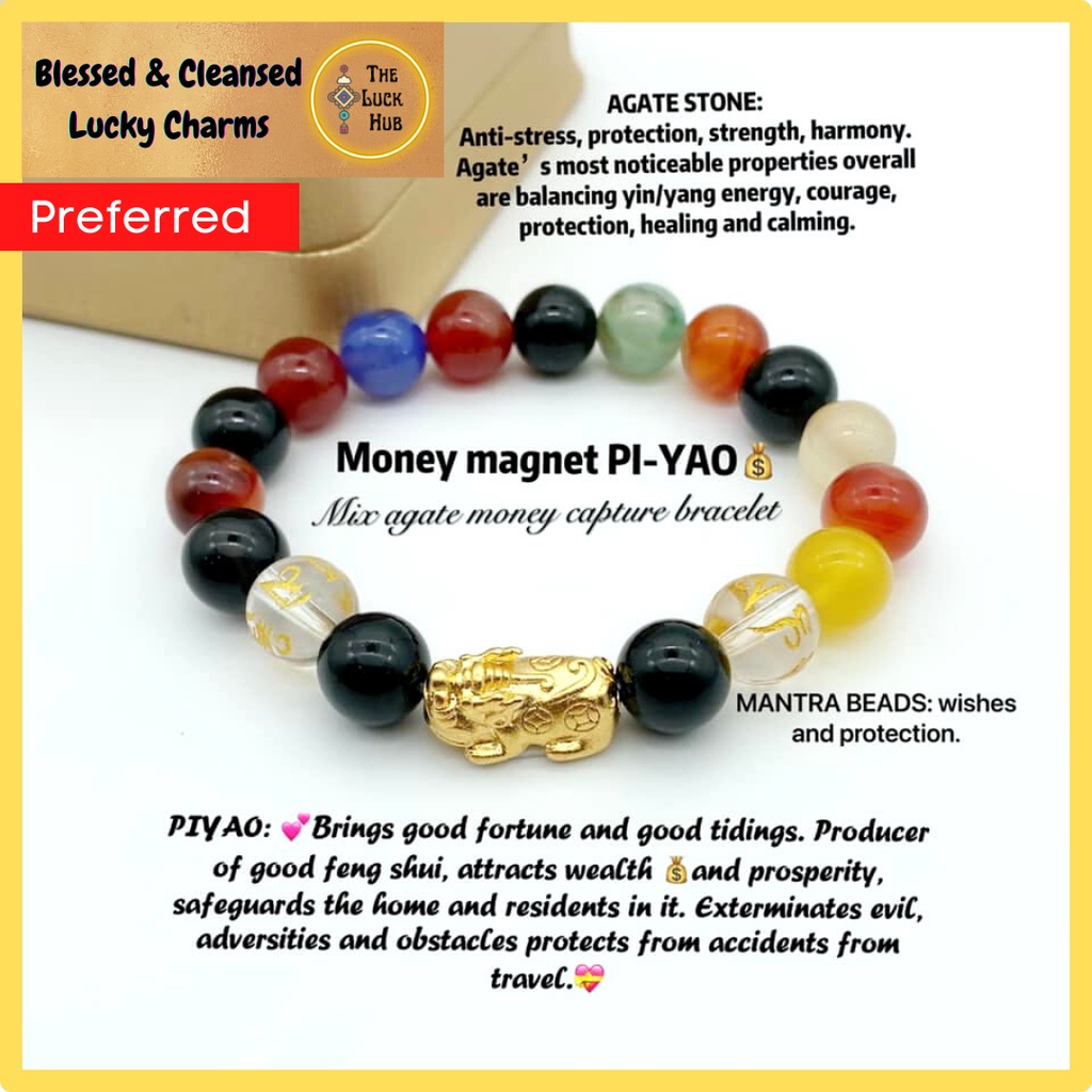 MONEY MAGNET PIYAO / BLACK ONYX / AGATE STONE / ROSE QUARTZ / TIGERS ...