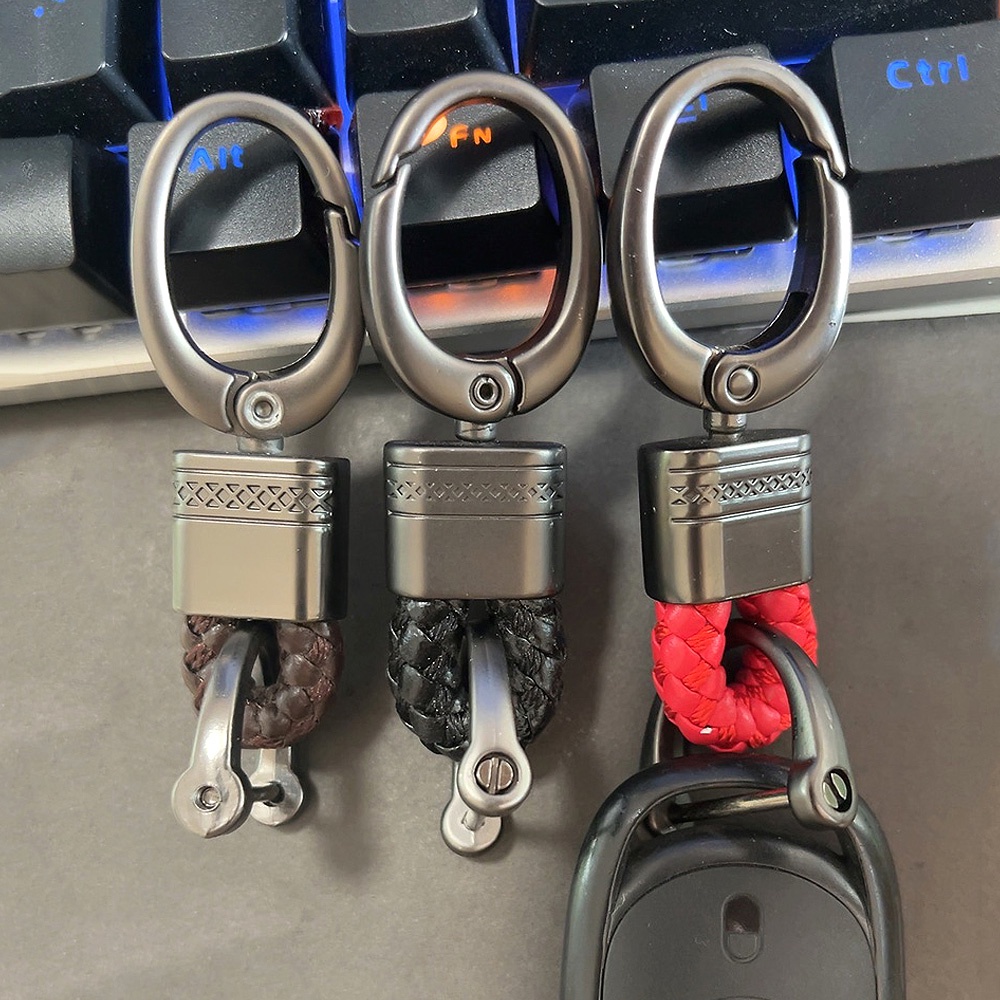 Car Key Holder Key Rings Key Chain Hand Woven Leather Rope Horseshoe ...