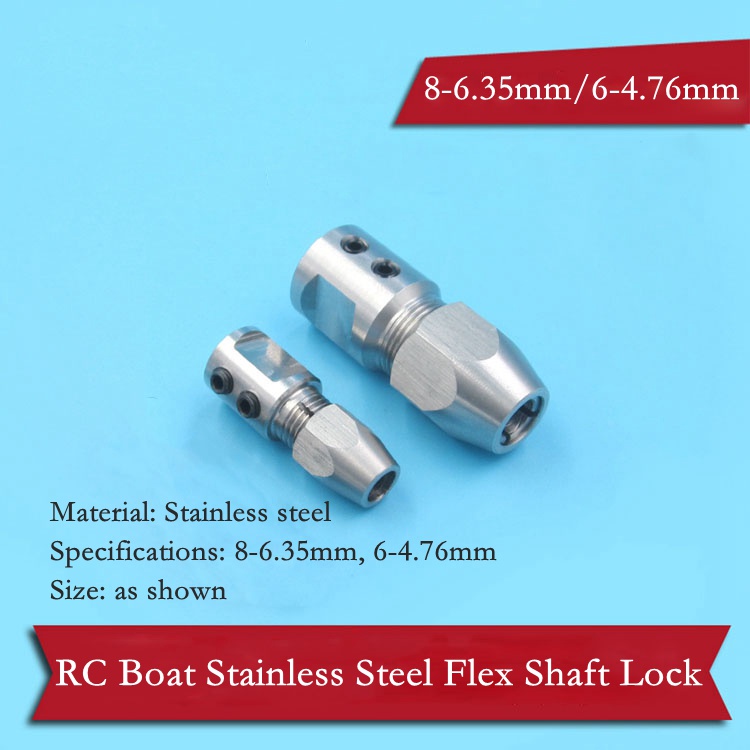 RC Boat Flex Shaft Collet Stainless Steel 8-6.35mm(1/4")/6-4.76mm(3/16") Flexible Cable Coupler ...