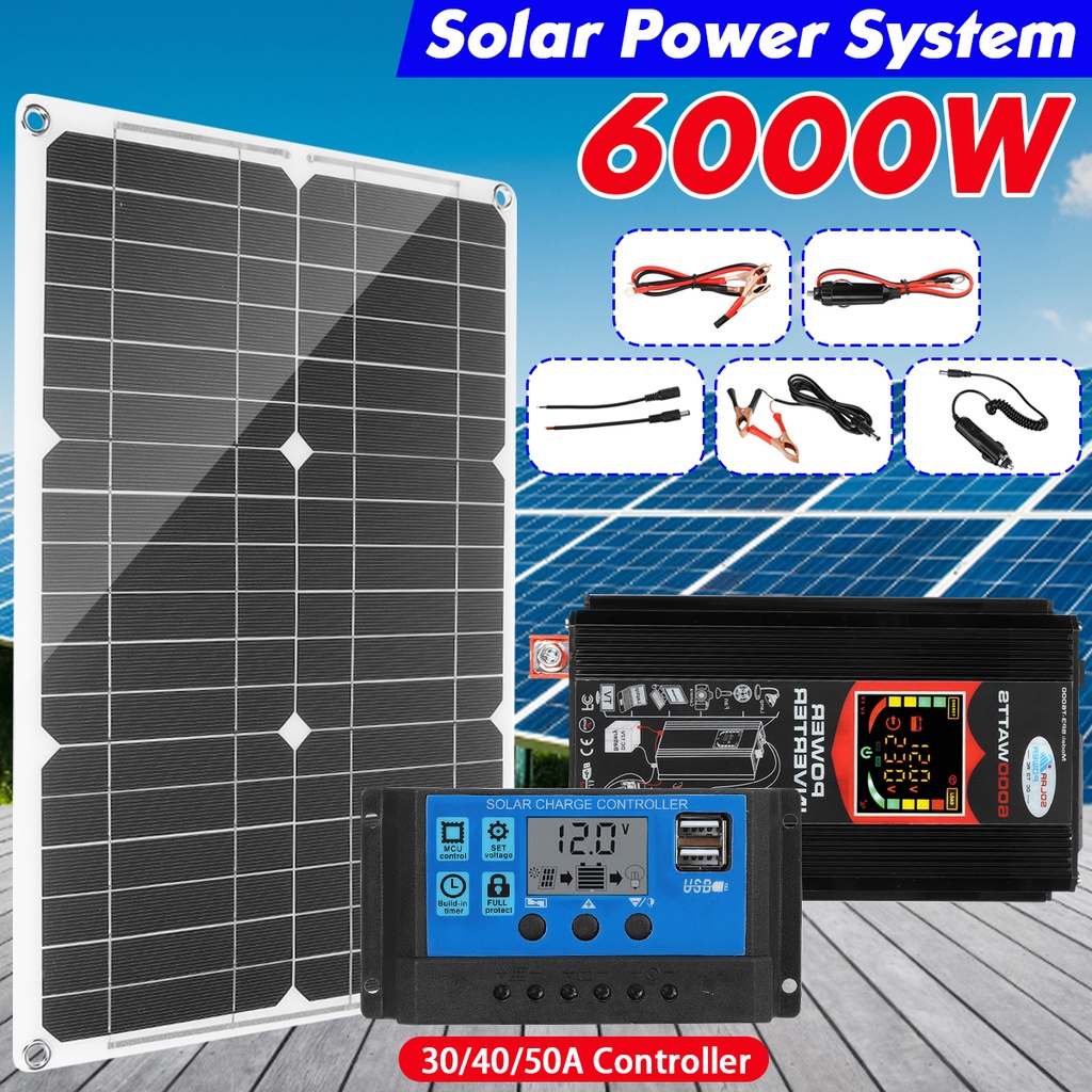 6000W 50Hz Solar Power System Inverter Solar Panel Battery Charger ...