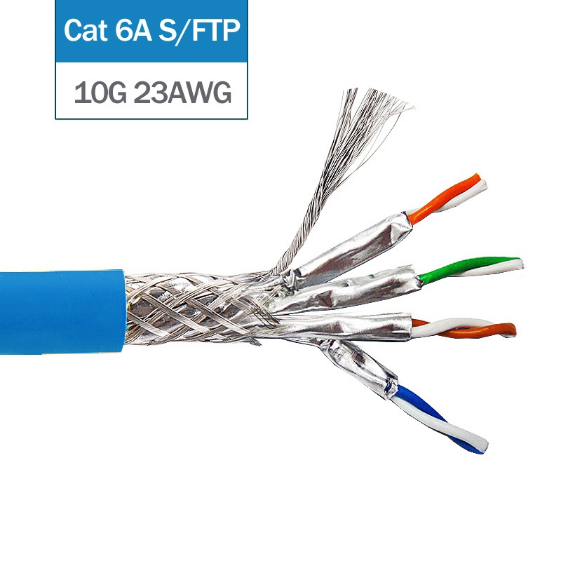 Linkwylan Cat6A Cable S/FTP 23AWG Network Installation LAN Cable Solid Wires Shielded 10G 500Mhz ...