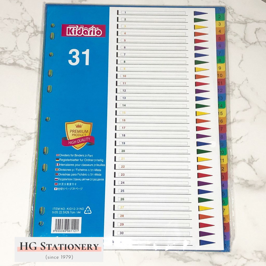 (5/10/12/20/31 Tabs) A4 Kidario Binder Dividers Index Paper with Tabs ...