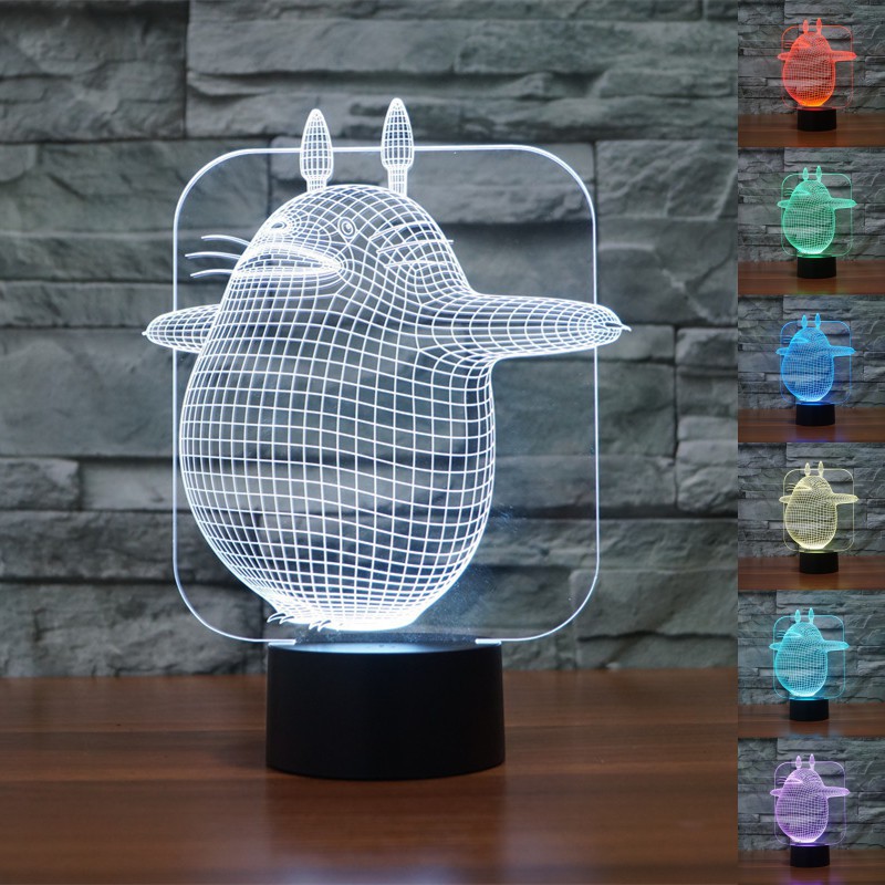 Totoro 3D Night Light 7 Colors Gradient Miyazaki Hayao USB LED Table ...