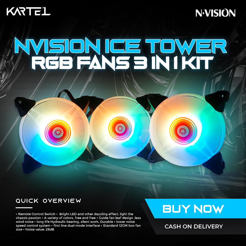 INPLAY ICE TOWER RGB FAN 3 IN ONE KIT | 3PCS 12CM Cooling fan | RGB ...