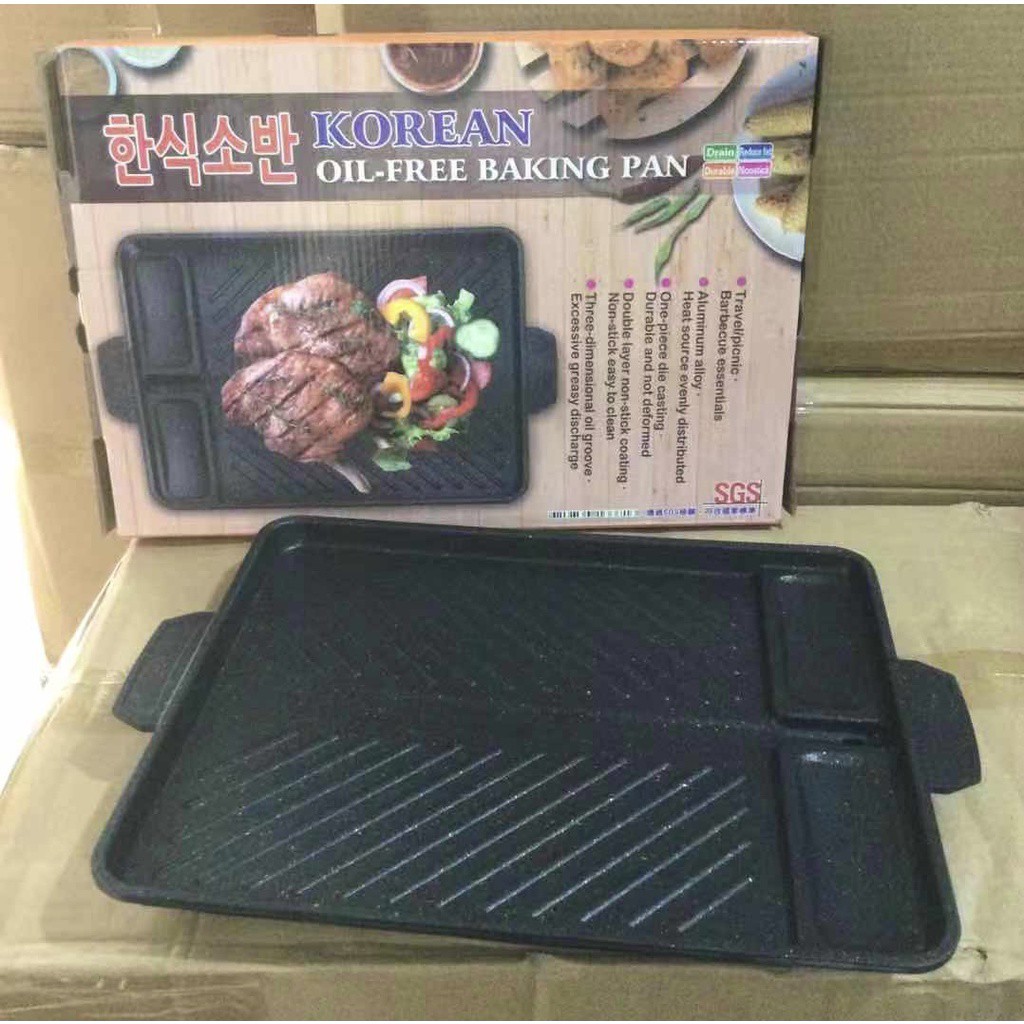 Korean Yakiniku Samgyupsal Grill Pan, Barbecue BBQ Grill Plate Non ...