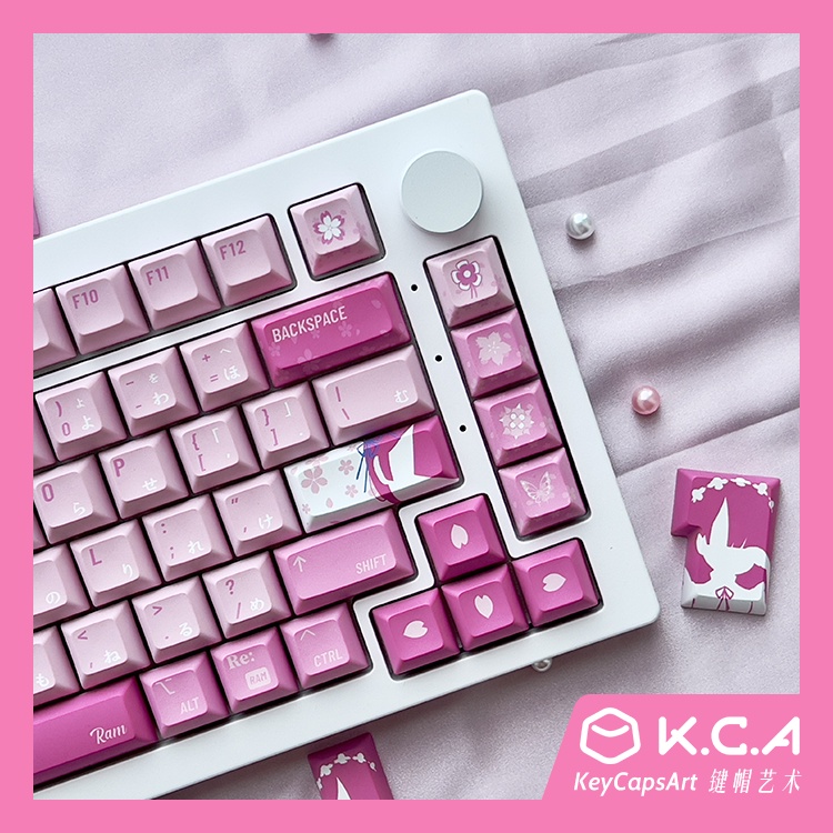 142 Keys Maid Pink Maid Blue Keycaps KCA Profile PBT Dye Sublimation ...