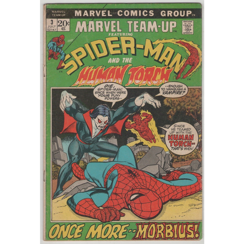 Marvel Team-Up 3, 5, 7, 9 (1972-73) Morbius vs Human Torch & Spider-Man ...