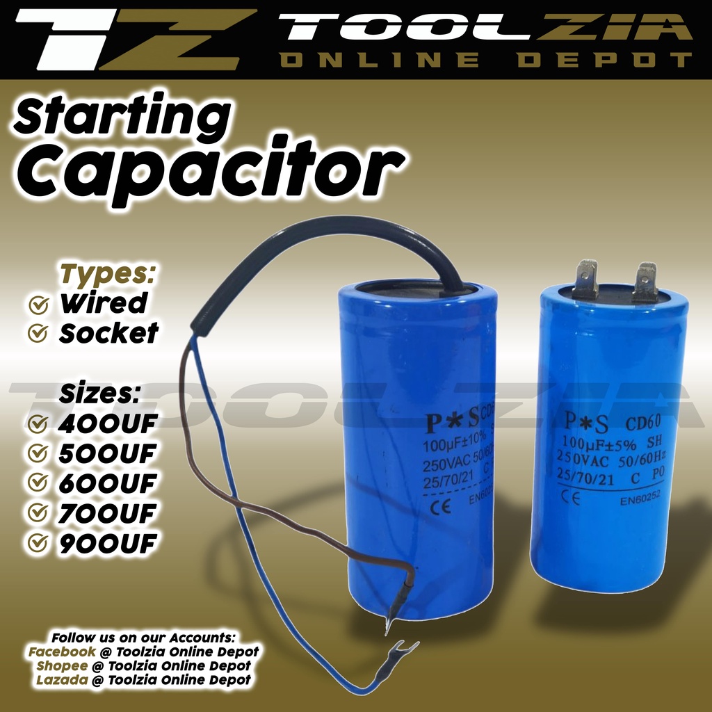 Starting Capacitor (Wire/Socket) Type; 400UF-900UF | Shopee Philippines