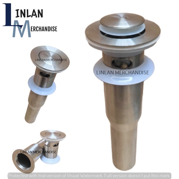 1 PC Push Type Pop Up Drain with Overflow Brass Lavatory Use (1007 ...