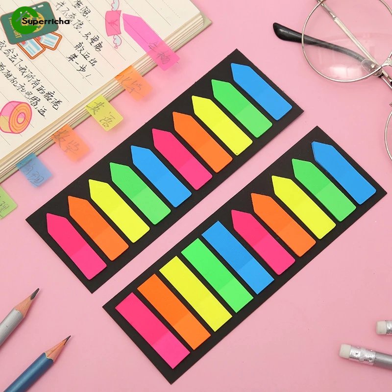 100/200 Sheets Transparent Fluorescence Color Post-It Notes Colorful ...