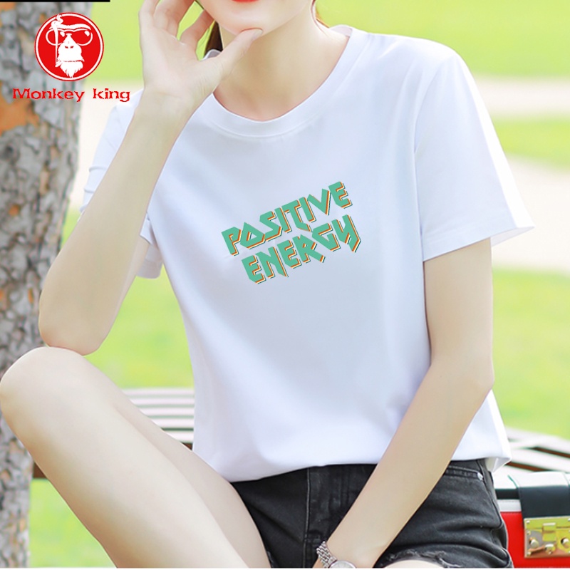 MONKEY KING COD cotton plus size tshirt for women on sale print graphic ...
