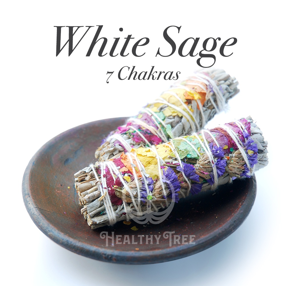 White Sage 7 Chakra with Flower Petals 4 INCH - 9 cm (PER TIE/BUNDLE ...