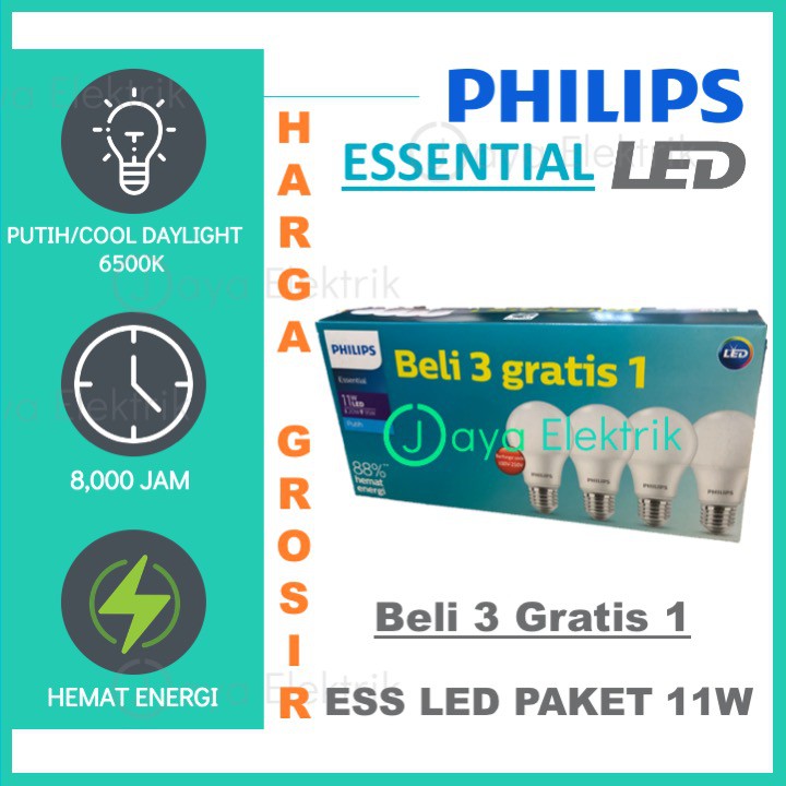 PUTIH Philips LED Essential Lamp Package 11W White - 11W Multipack LED ...