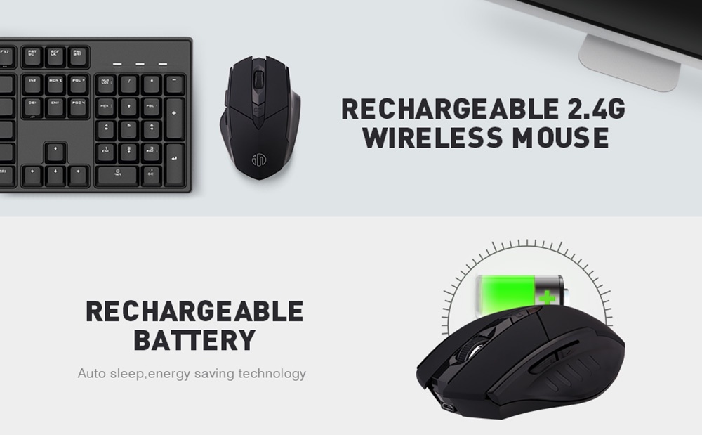 INPHIC PM-6 2.4G Wireless Mouse Rechargeable Office Mute Bluetooth ...