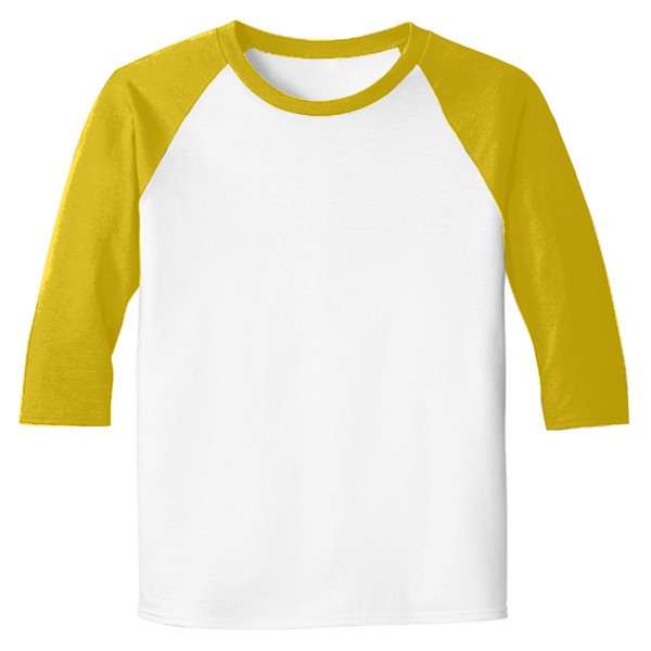 Plain Raglan 3/4 Sleeves shirt Cotton UNISEX Green Red Blue Yellow Gold ...