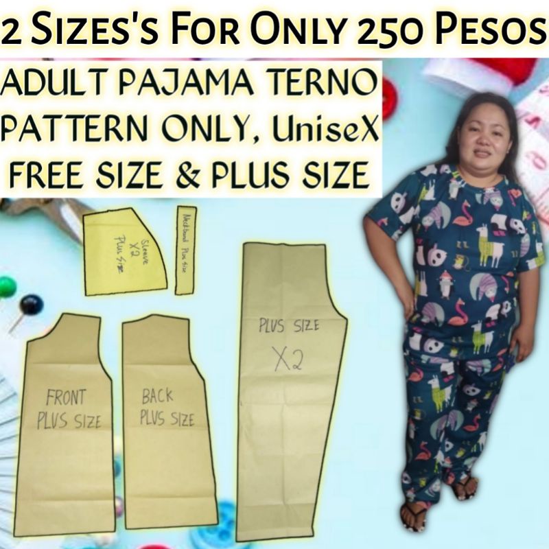 Pajama Terno ADULT PATTERN ONLY Free Size and Plus Size 250 Pesos Lang ...
