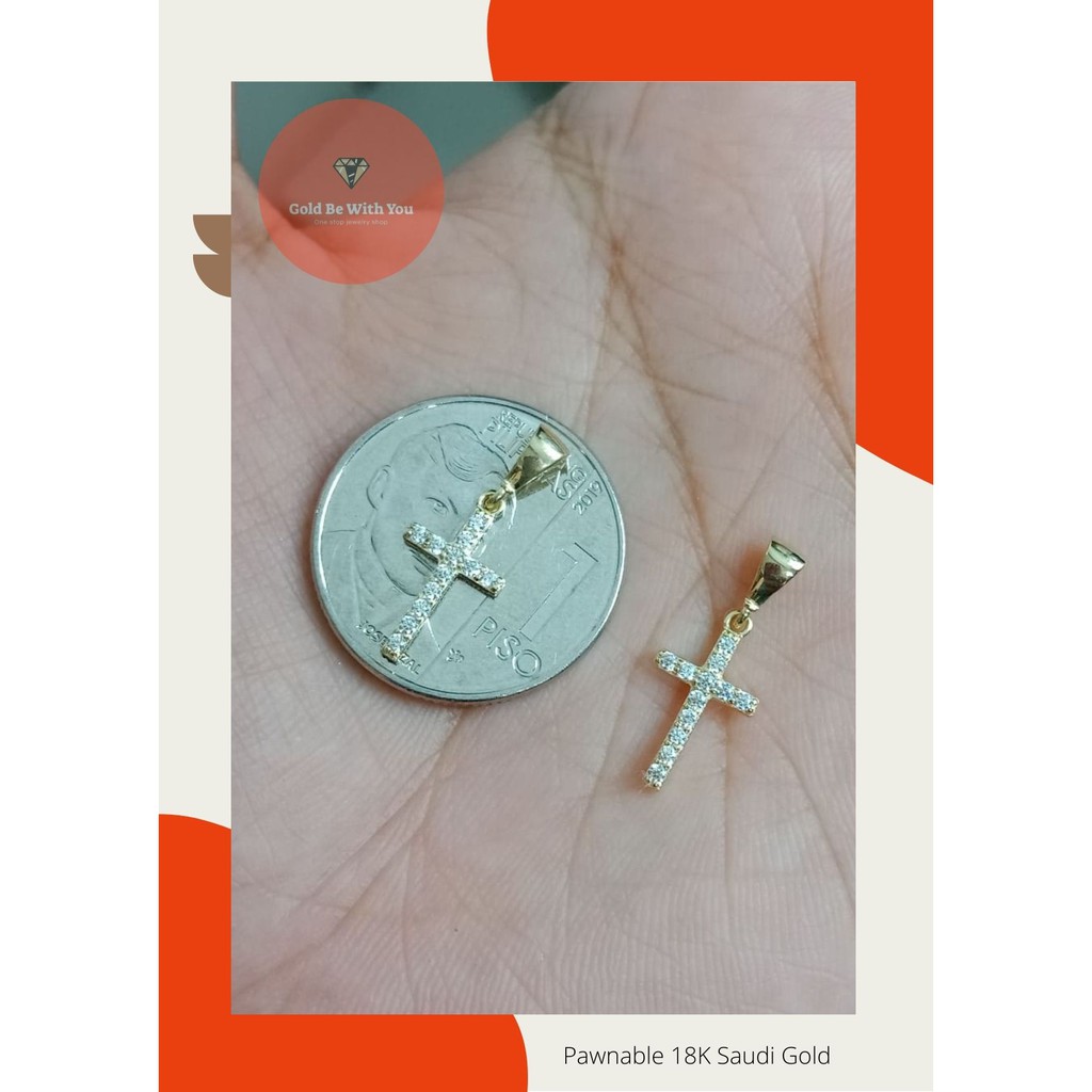 Pawnable 18k Saudi Gold Stone Cross Pendant | Shopee Philippines