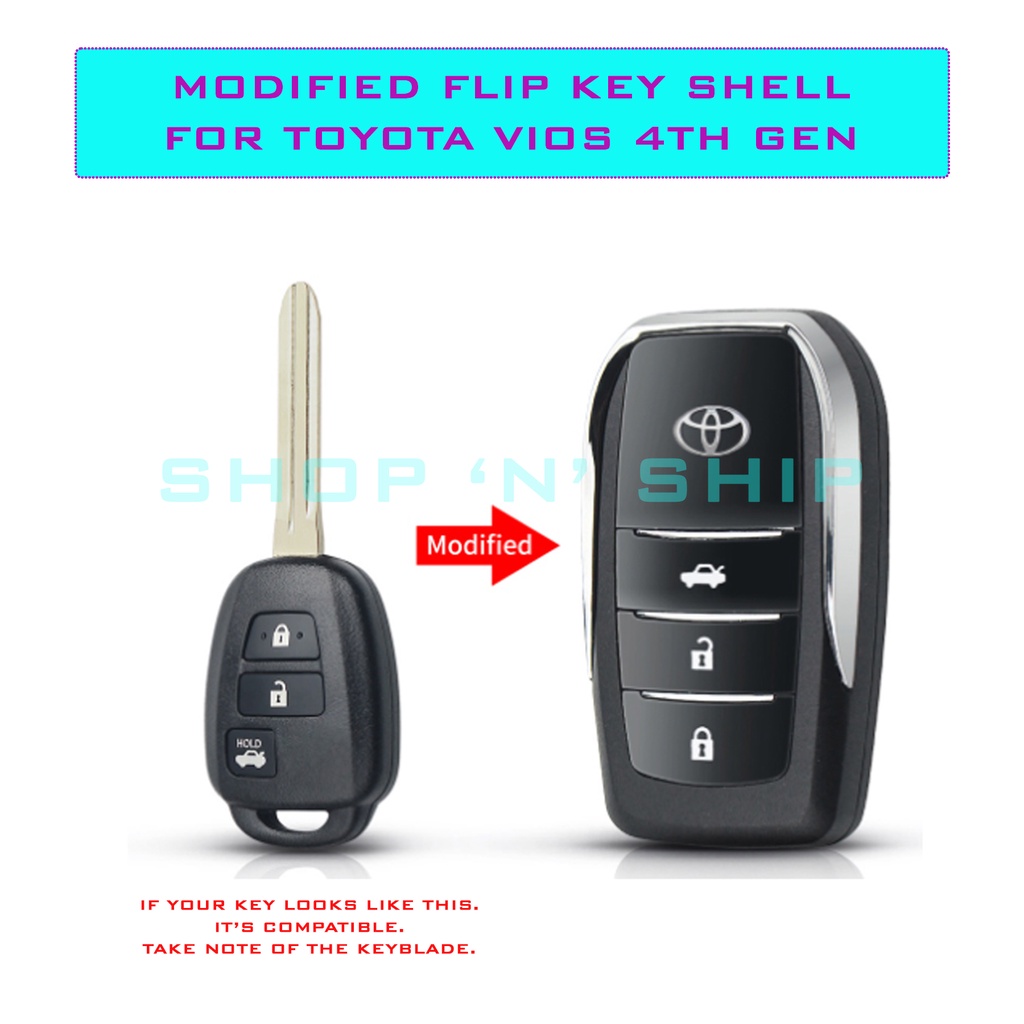Modified Flip Key ( Flipkey ) Kit For Toyota Vios 2019, 2020, 2021 ...