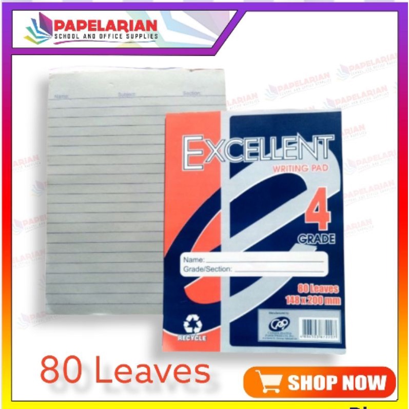 WRITING PAD EXCELLENT/FOCUS GRADE 4 80LEAVES(2PADS) | Shopee Philippines