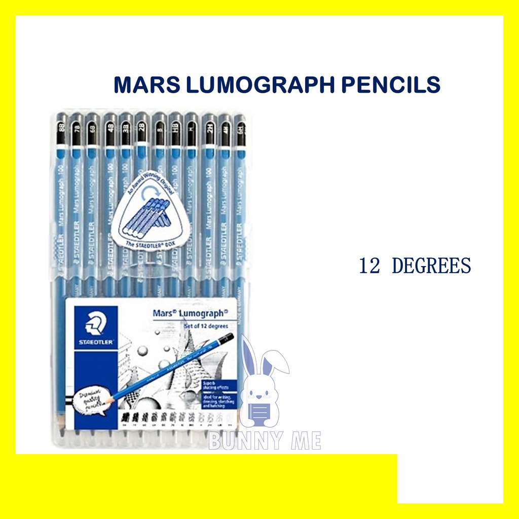 STAEDTLER MARS LUMOGRAPH PENCILS SET OF 12 DEGREES / 1 BOX / 12 PIECES | Shopee Philippines