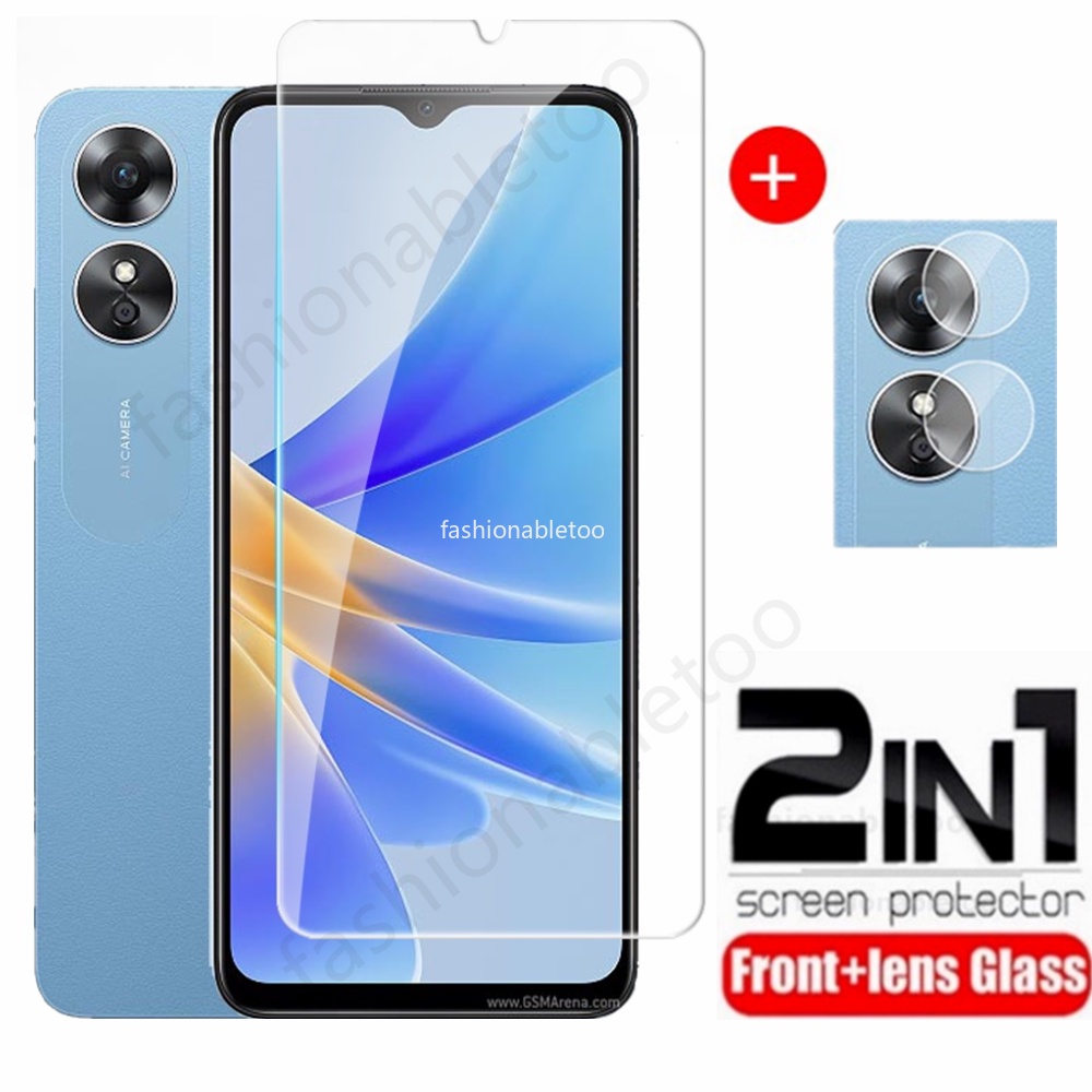2 in 1 Screen Protector Tempered Glass Film For Oppo A17 K A17K A 17k ...