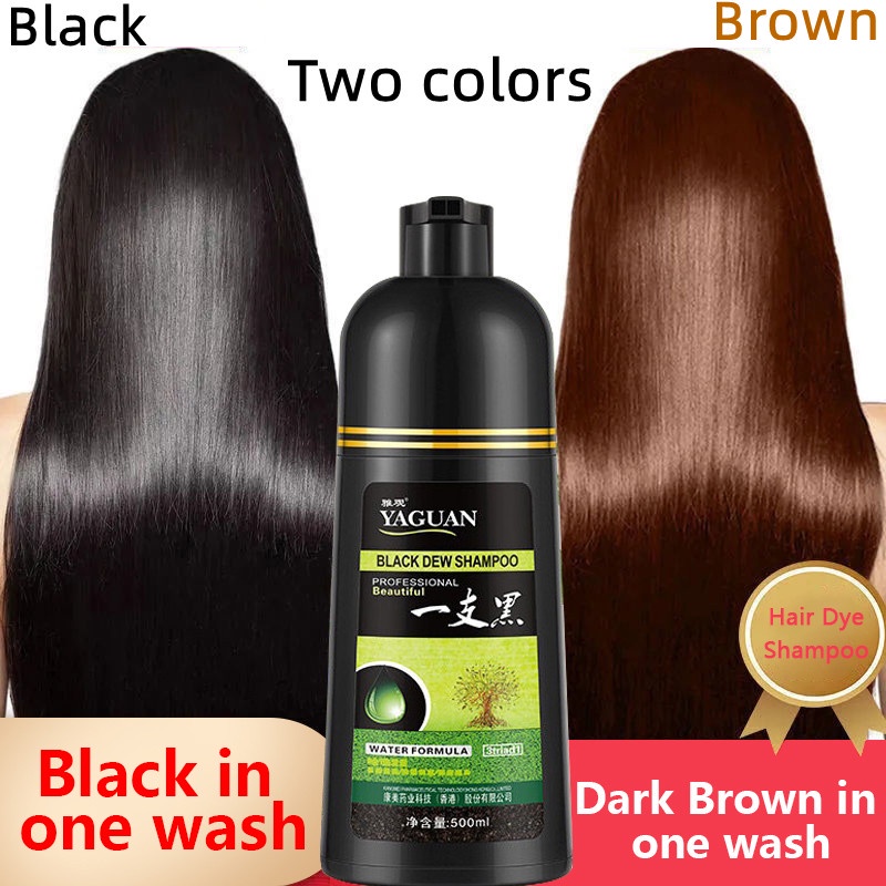 500ML Yaguan Black Hair Shampoo Herbal Hair Dye shampoo Black/Brown ...