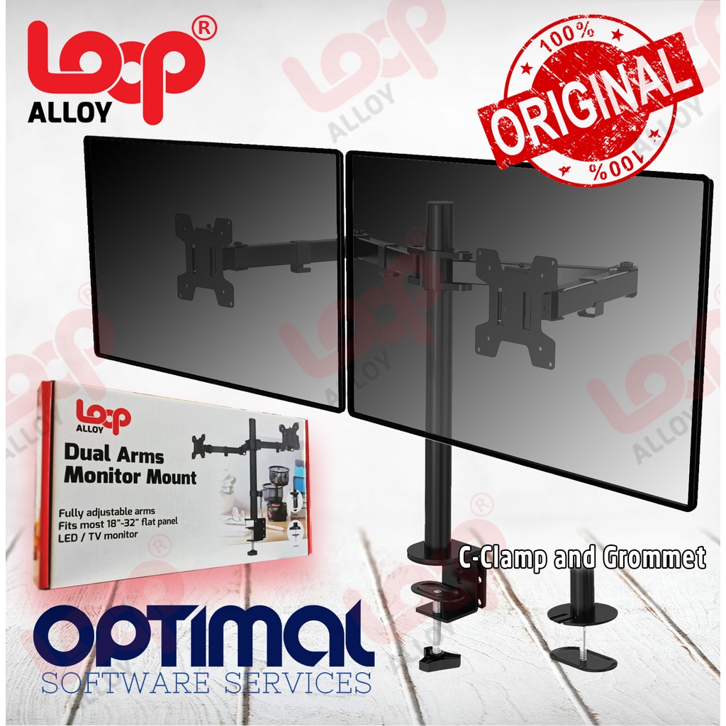 Loop ALLOY Dual Arm Monitor Bracket Mount C-Clamp Grommet | Shopee ...