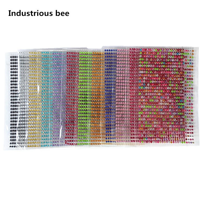 3mm 750pcs/set Acrylic Crystal Stickers Self Adhesive Colorful Flatback ...