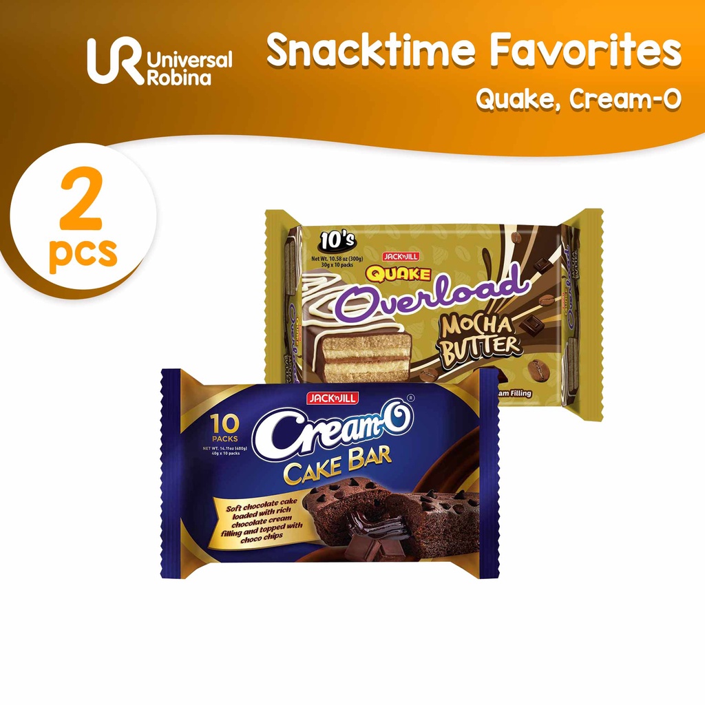 [BAONTASTIC BUNDLE] Quake Overload Mocha Butter 30gx10 + Cream-O Cake Bar Chocolate 40g x 10 ...