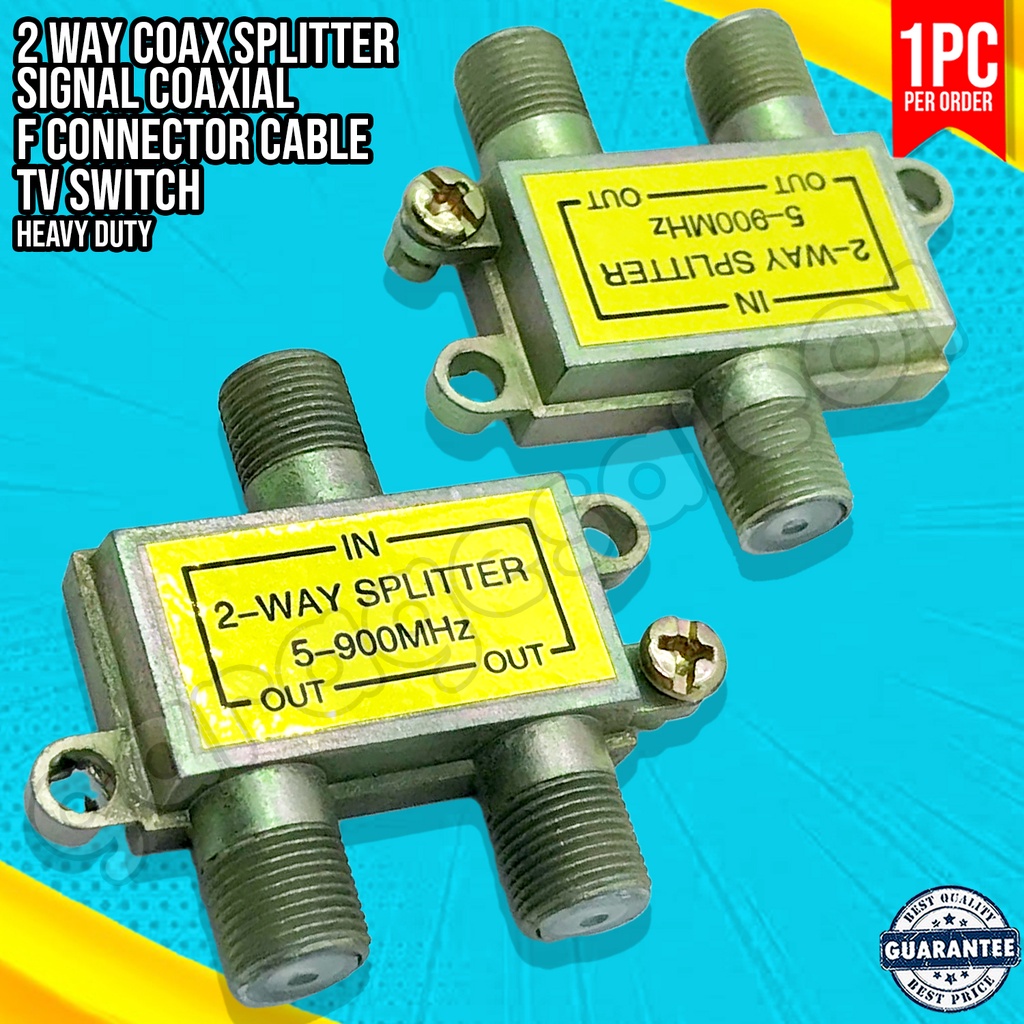 Two Way Coax Splitter Signal Coaxial F Connector Cable TV Switch ...