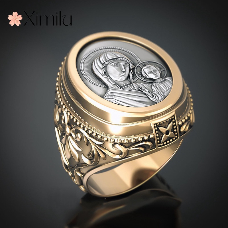 XIMILU⭐925 Silver Ring for Women Virgin Mary Ring Orthodox Education ...
