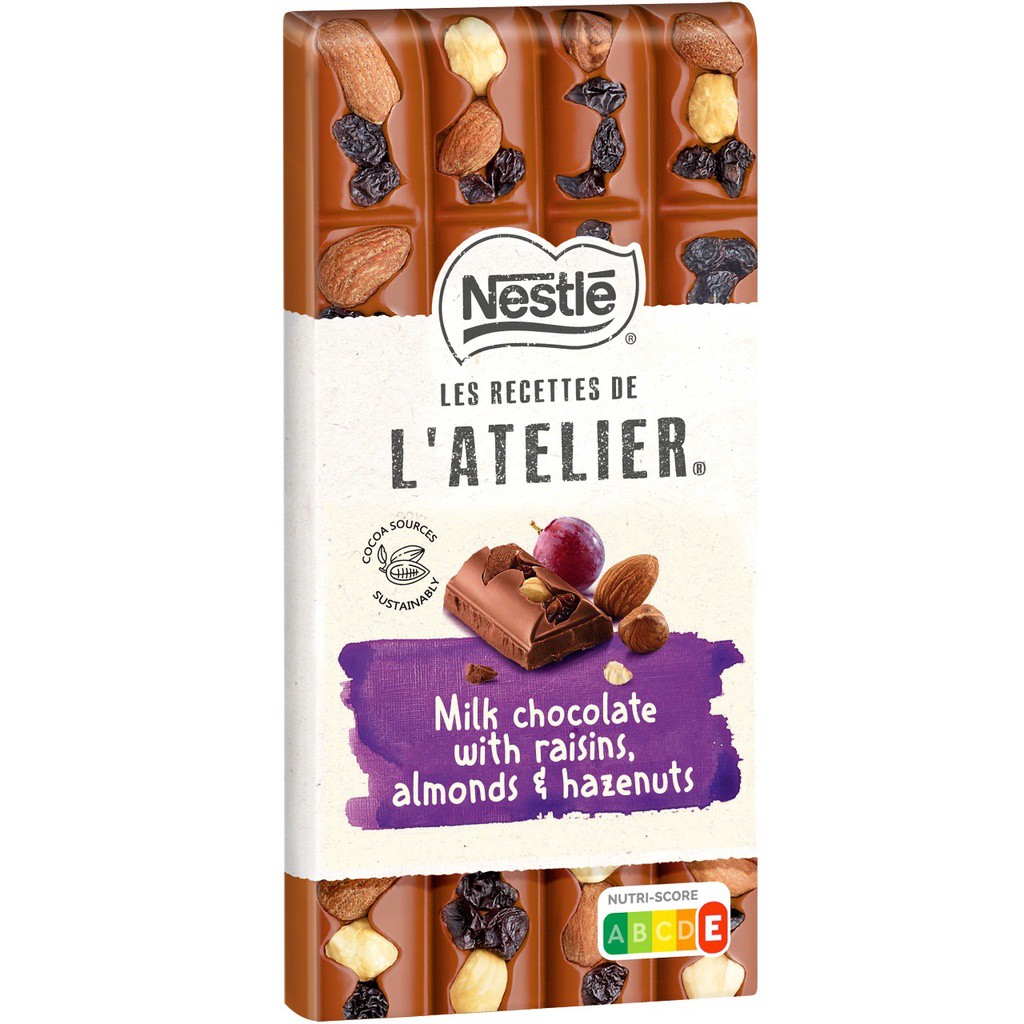 Nestlé Les Recettes de L'atelier Milk Chocolate Raisins and Hazelnut ...