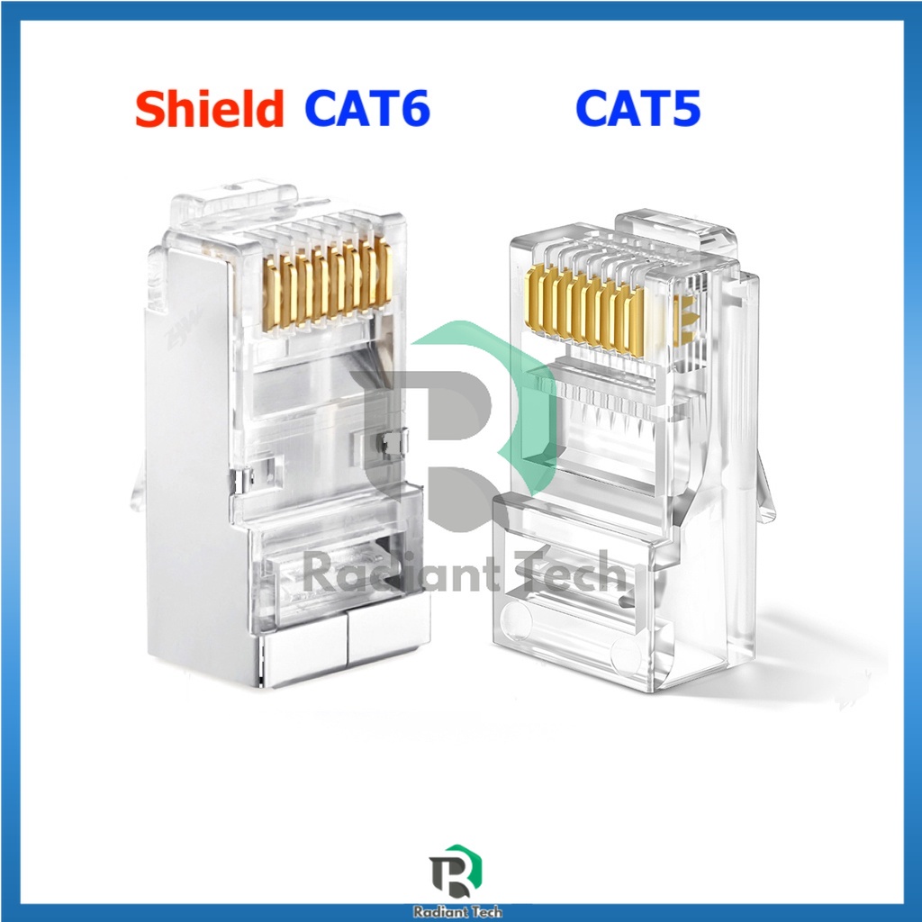 10 pcs CAT5/CAT6 Passthrough RJ45 Connector Modular Ethernet Cable ...