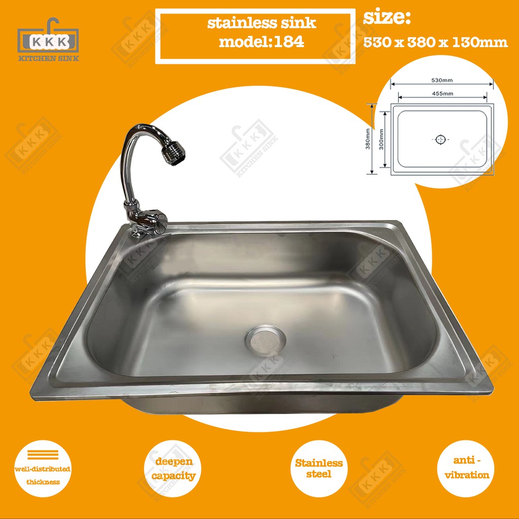 KKK 14x20 &16x24 stainless steel kitchen sink single bowl with faucet ...