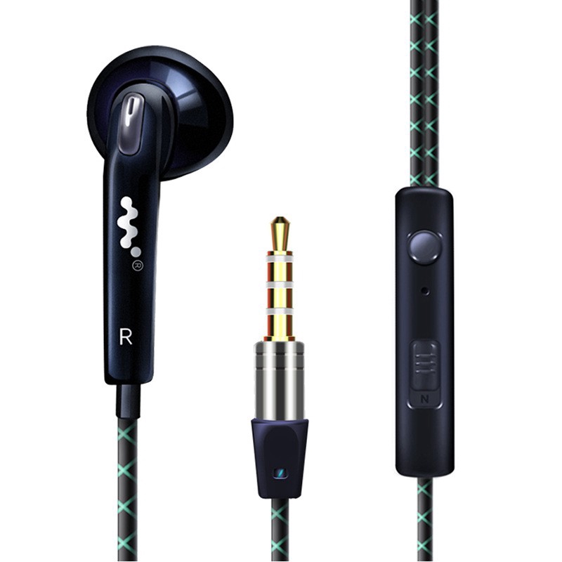 Wired Headset Ear Braided Rope Earplug Noise Isolating Earphone black ...