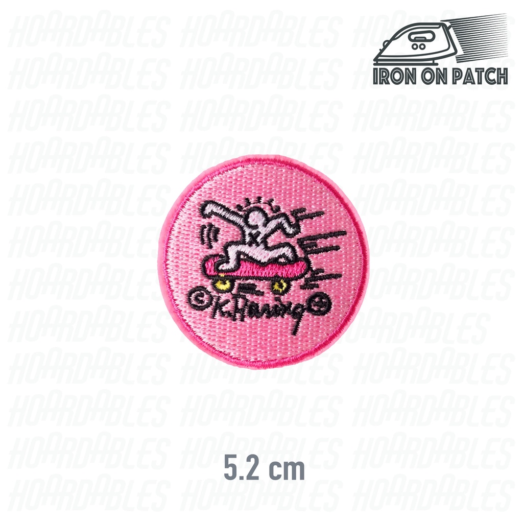 Keith Haring Pink Skateboard Iron on DIY Decor Embroidered Patch Badge ...