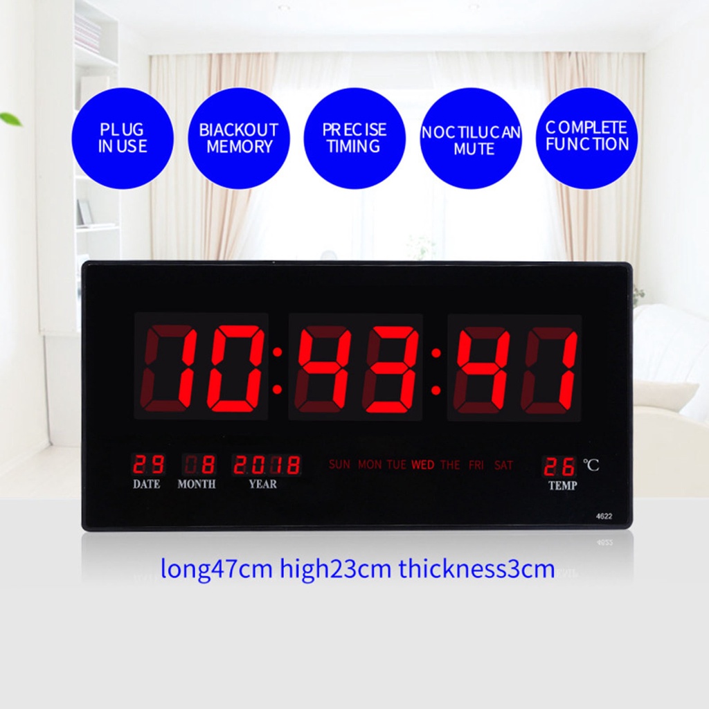 Digital Clock, Large LED Digital Wall Clock, 12/ Digital Alarm Clock ...