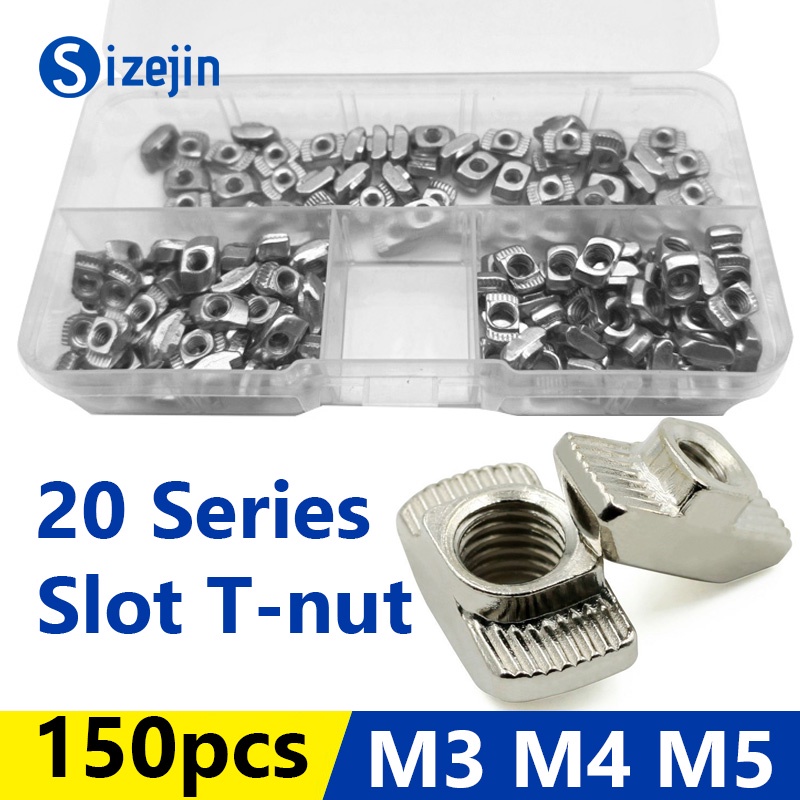 150pcs M3/M4/M5/M6/M8 For 2020 Series Axle Nut T Slot T-nut Sliding T Hammer Drop In Nut ...