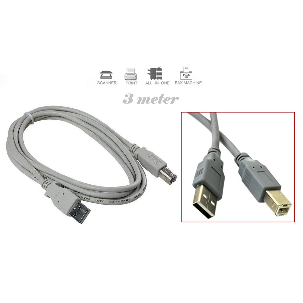USB PRINTER CABLE.2.0 / 3M (GRAY) | Shopee Philippines