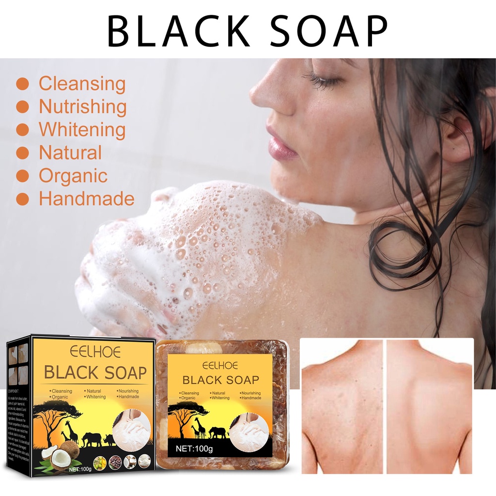 EELHOE Body Cleansing SoapAfrican Black Soap Face Bath deep cleansing ...