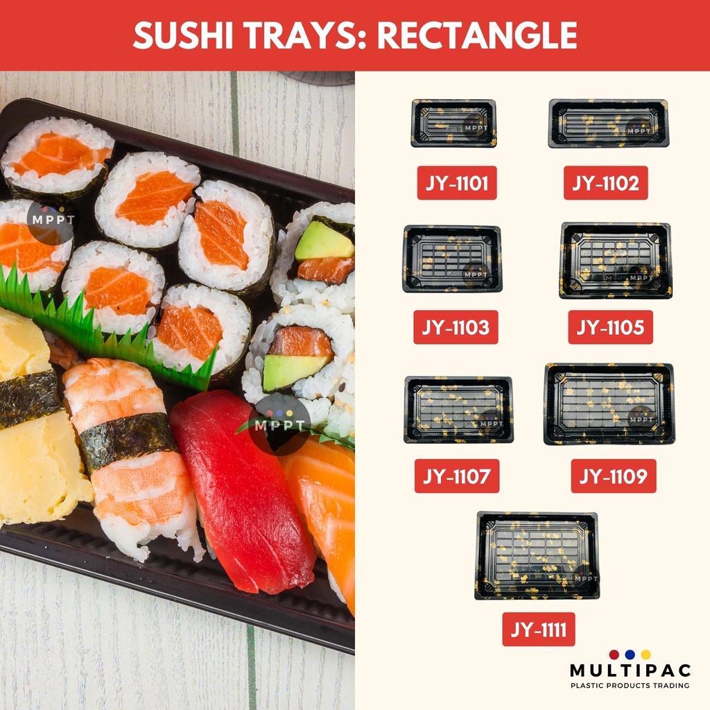 [10 PCS] - Sushi Trays w/ Clear Lid (Rectangle) | Shopee Philippines