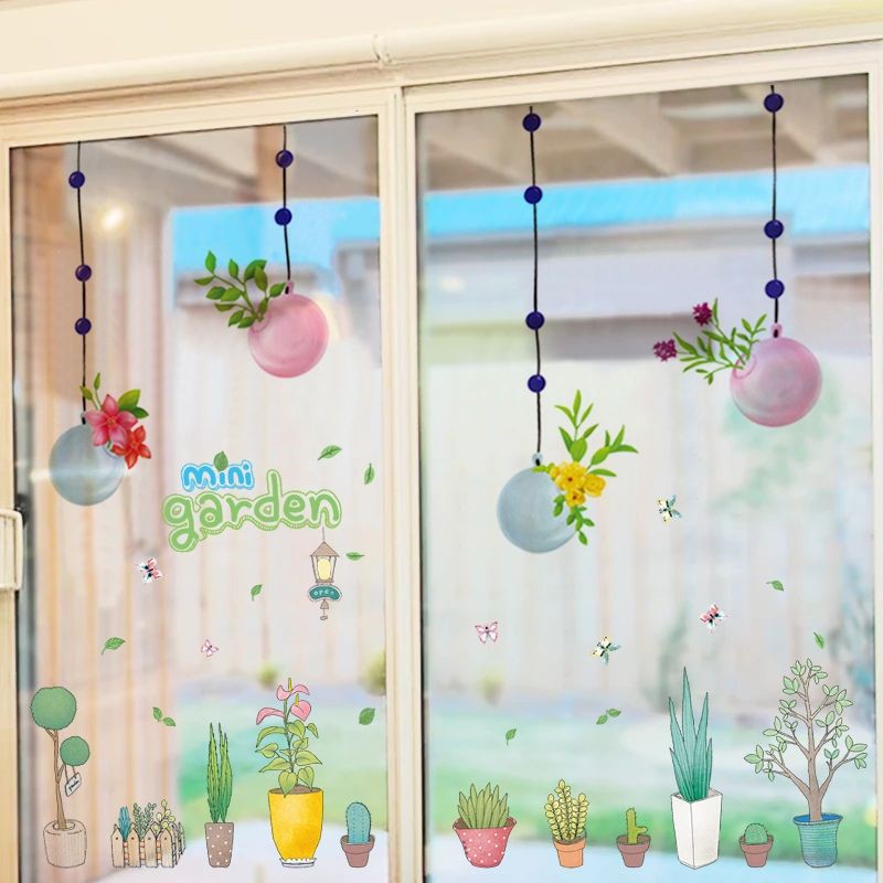 Glass stickers creative transparent glass door stickers decorative wall ...