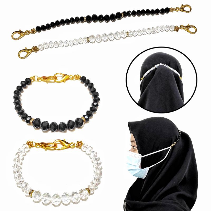 Hijab Mask Connector Mask Connector Extender Strap Golden Diamond Blink ...