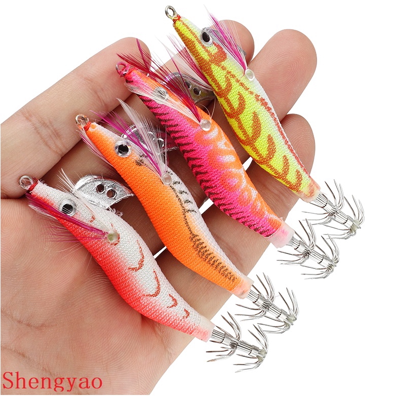 4pcs/lot 8.5cm 7.3g Artificial Shrimp Fishing Lure 3D Eyes Bass Bait Freshwater Luminous ...