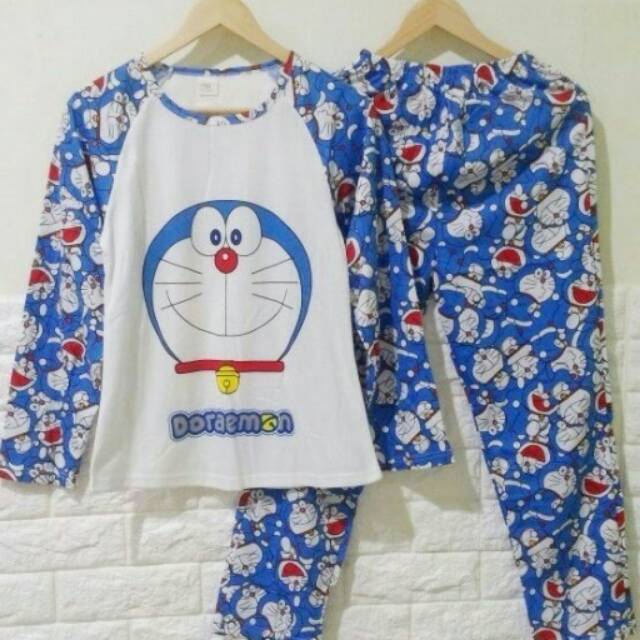 Doraemon Adult Face Smile Full Blue Pajamas South Korea | Shopee ...