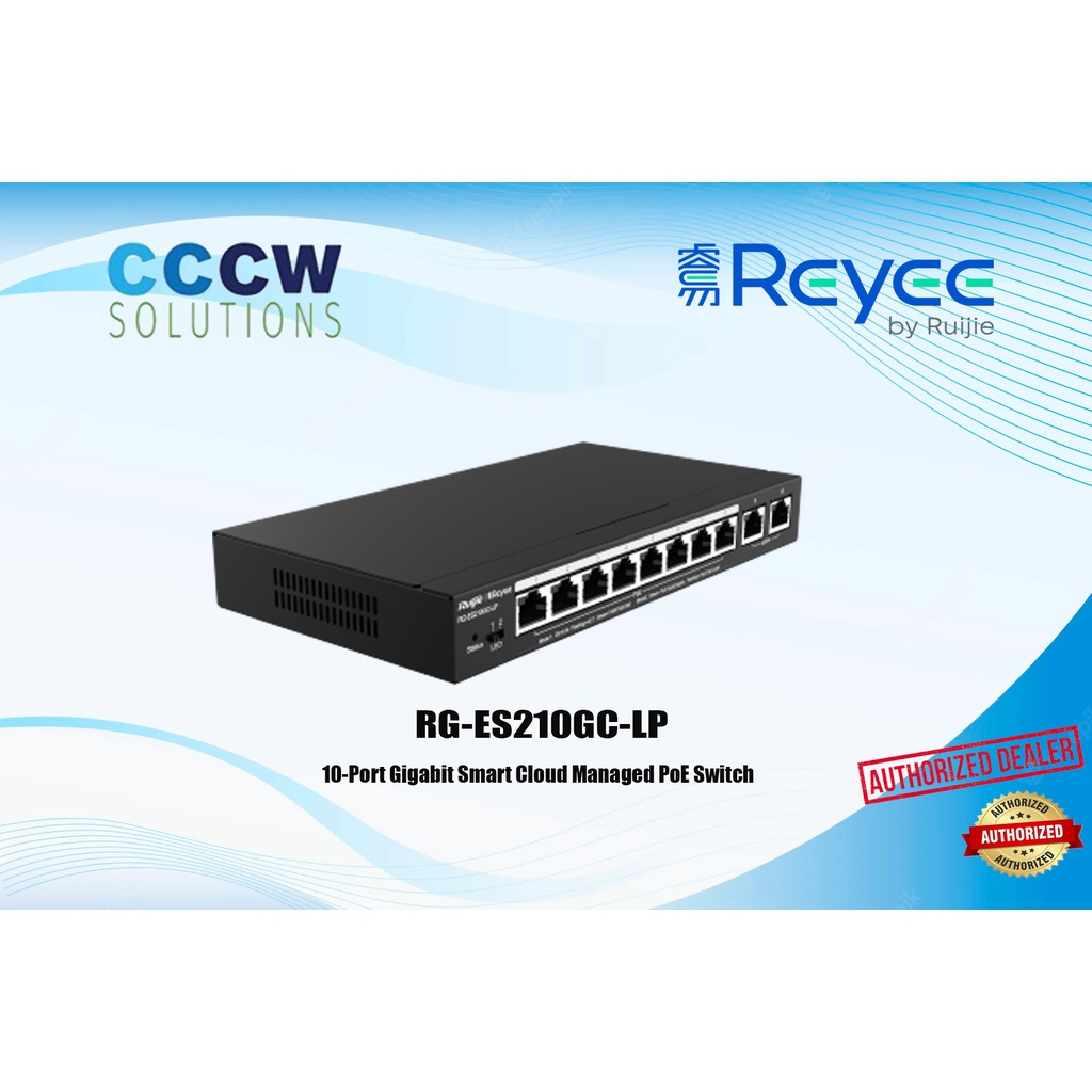 RUIJIE- REYEE RG-ES210GC-LP 10-Port Gigabit Smart Cloud Mananged PoE ...