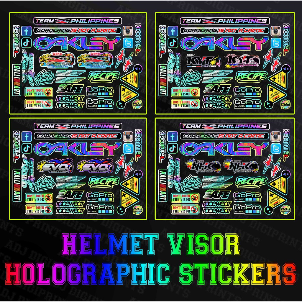 STICKER FOR MOTORCYCLE VISOR HELMET HOLOGRAPHIC STICKER | Shopee ...