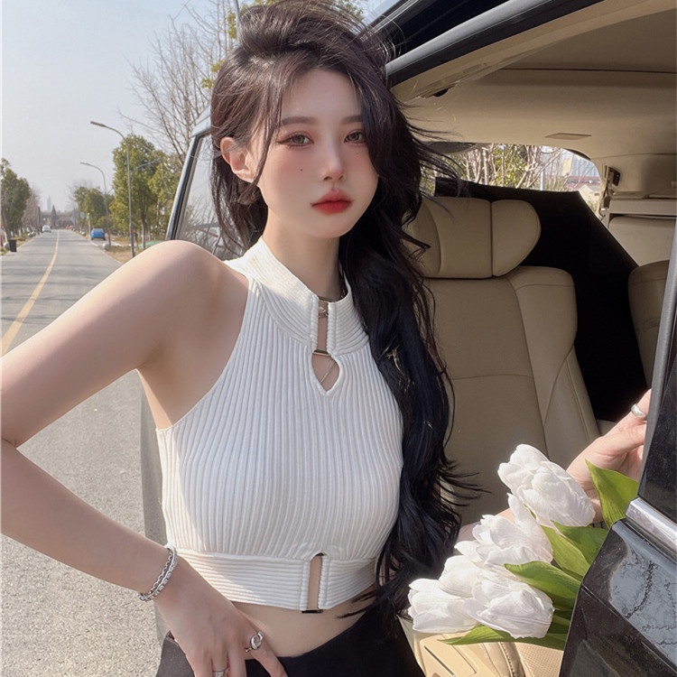 New Style Knitted Hollow Out Halter Top for Women Beach Outfit Crop ...