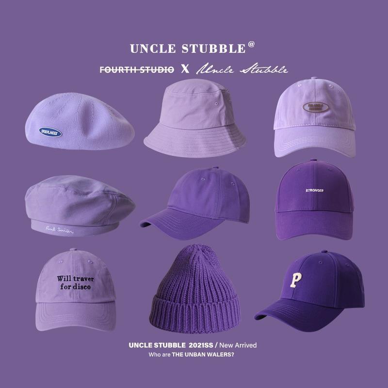 Knitted hat purple hat light purple soft top baseball cap hard top cap ...